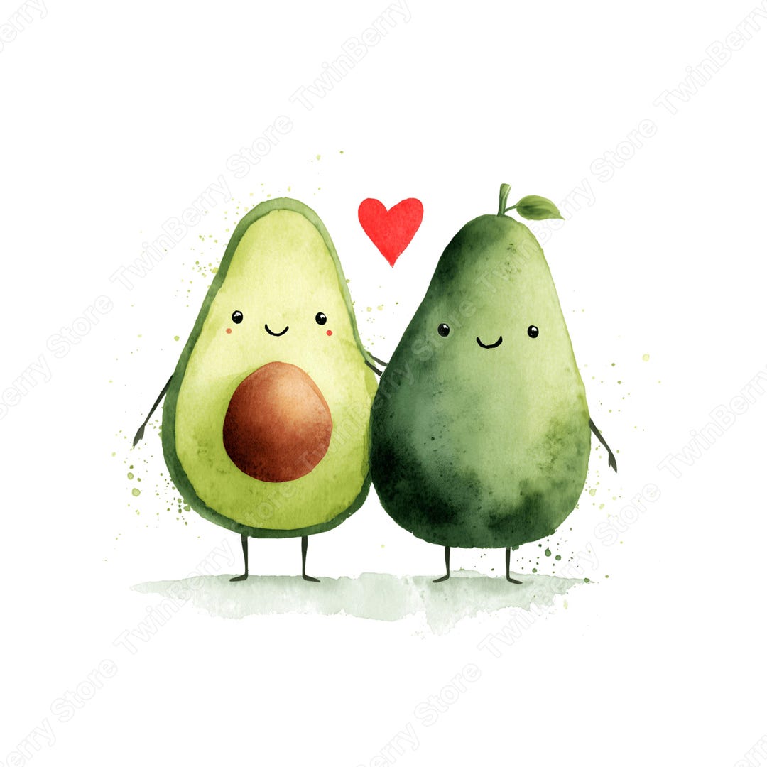Cute Fruit Clipart PNG, 18 Watercolor Fruit Couple Illustrations for ...