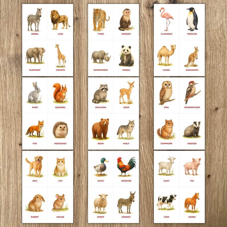 36 Printable Animal Flashcards for Toddlers - Farm, Zoo & Forest ...