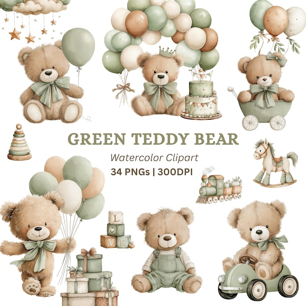 Green Teddy Bear - Etsy UK