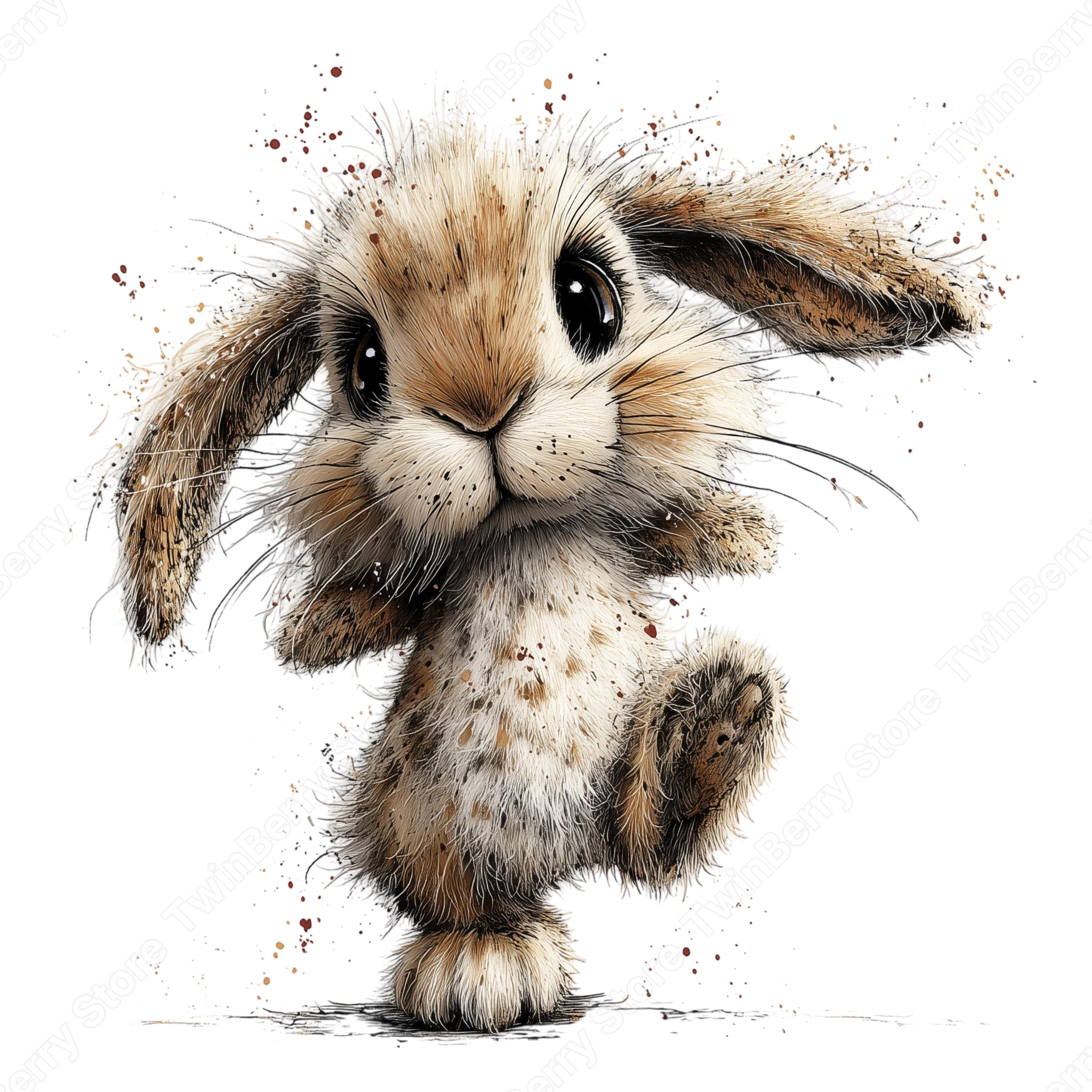 30 Whimsical Easter Bunny Clipart, Fuzzy Rabbits With Spring Eggs PNG ...