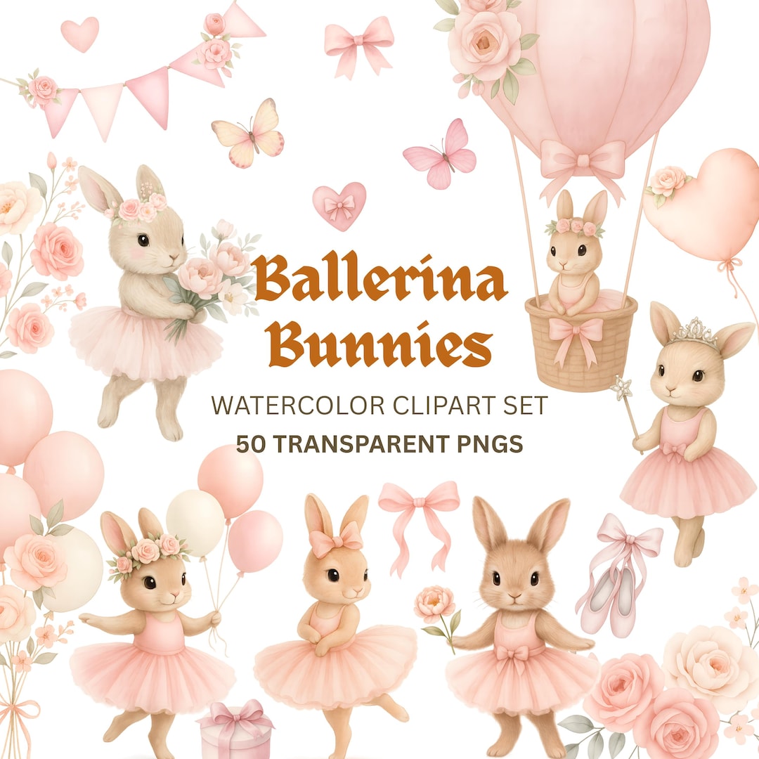 Paquete de 50 imágenes prediseñadas de conejita bailarina (PNG ...