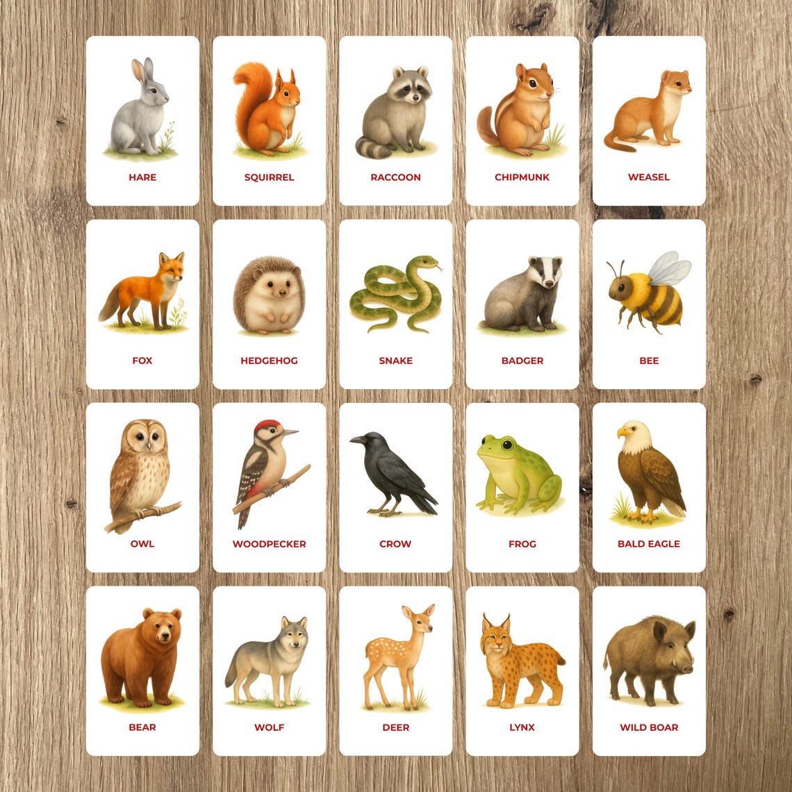 Forest Animal Flashcards for Toddlers - Printable Animals - Montessori ...