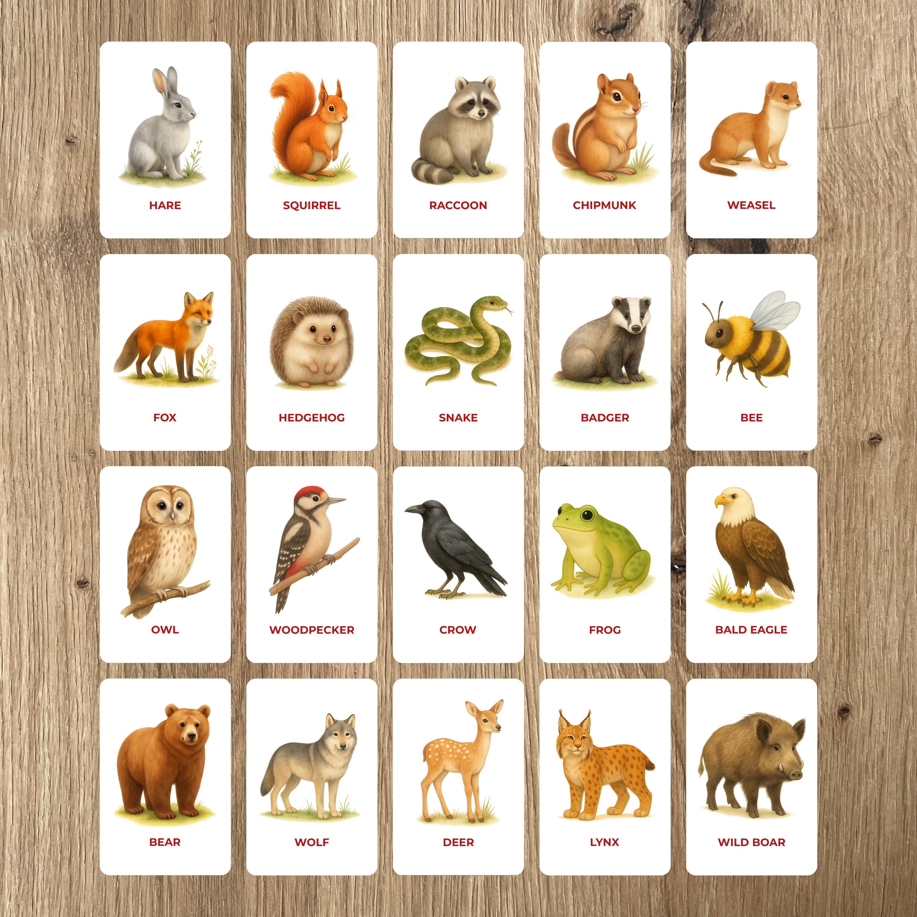 Forest Animal Flashcards for Toddlers - Printable Animals - Montessori ...