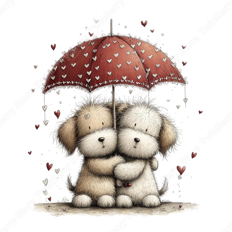 28 Valentine's Day Dogs Clipart, Cute Whimsical Puppies With Hearts ...