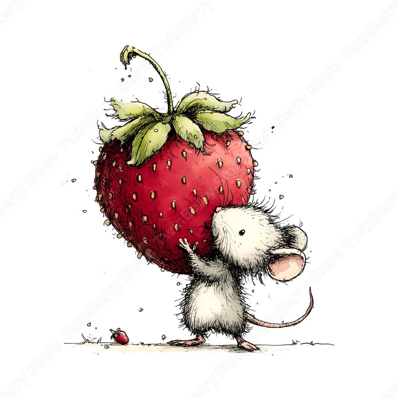 Tiny Mouse With Fruits PNG, 21 Whimsical Clipart Mice With Berries ...