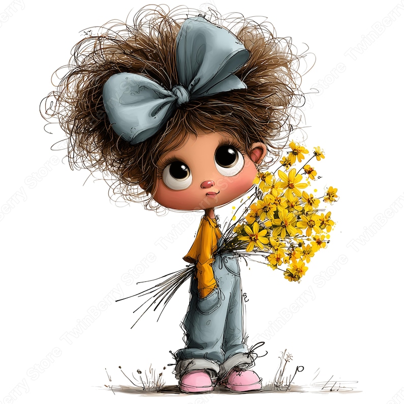 Spring Girls With Flowers PNG, 23 Whimsical Diverse Clipart for ...