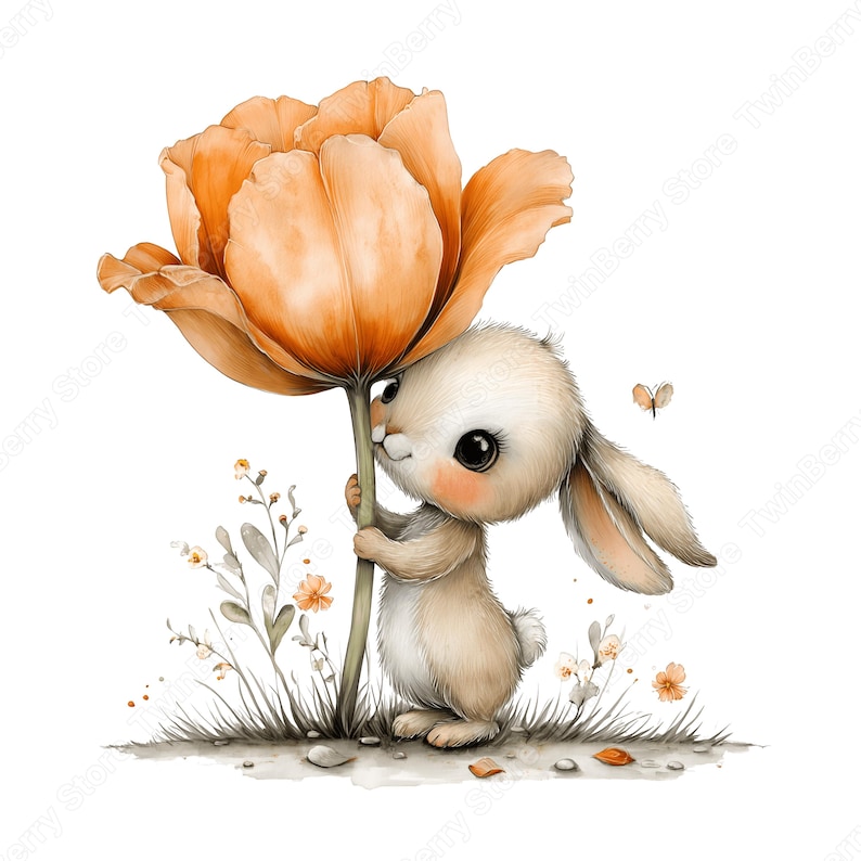 Spring Woodland Animals PNG, 27 Whimsical Clipart Foxes Bunnies Deer ...