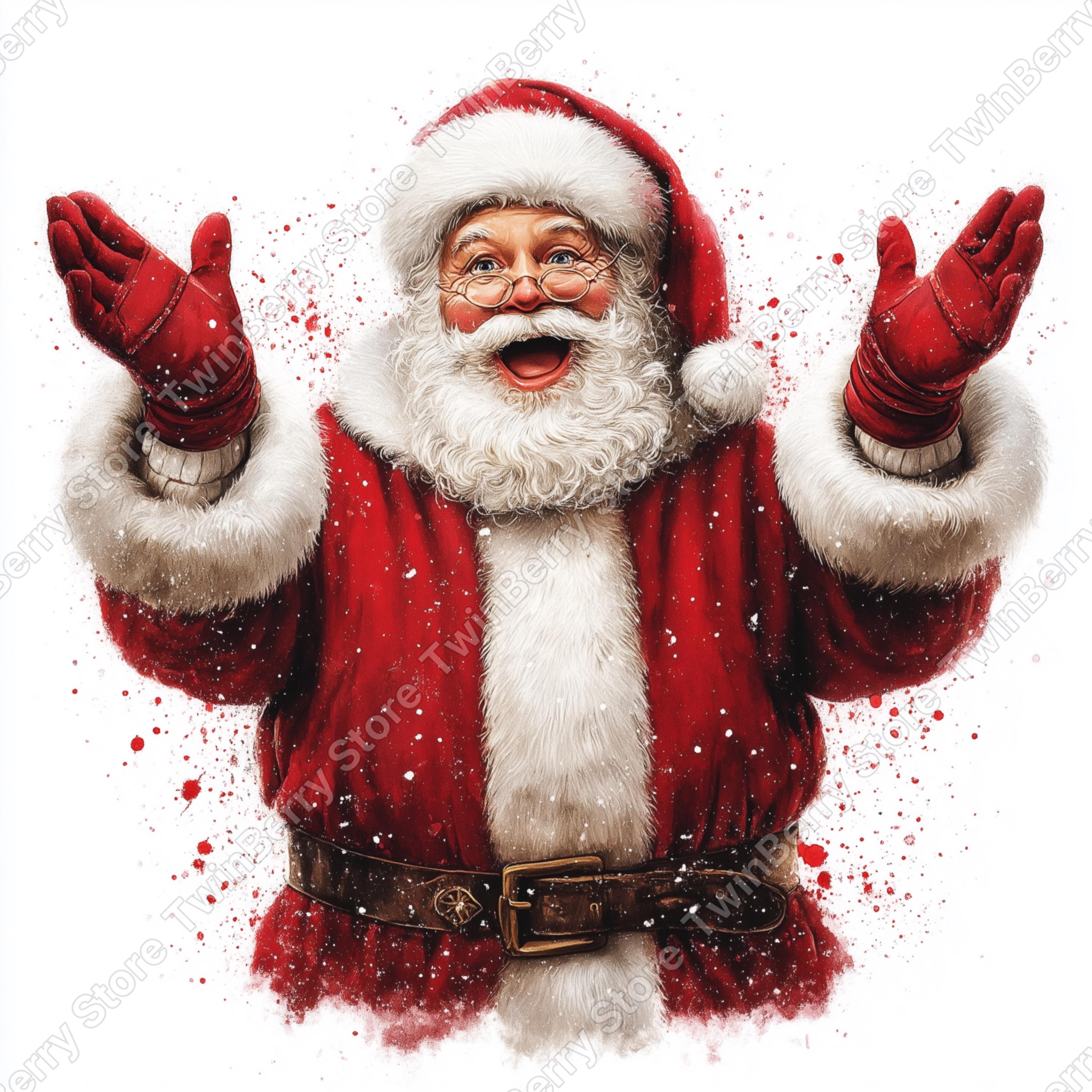 Watercolor Santa Claus Clipart Bundle, Christmas Graphics (digital ...