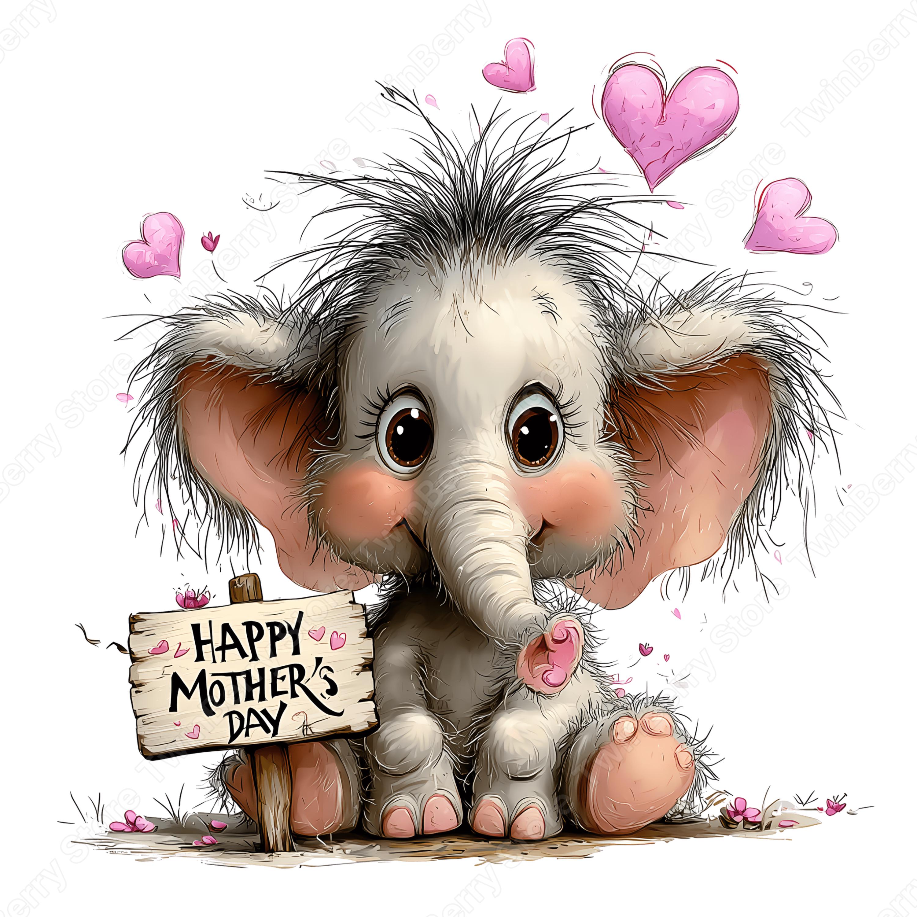 Mother's Day Animals Clipart PNG, Whimsical Mom Graphics (digital ...
