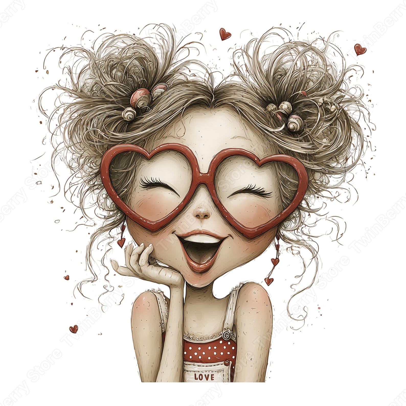 30 Valentine's Day Girl Clipart PNG, Whimsical Little Girl With Hearts ...
