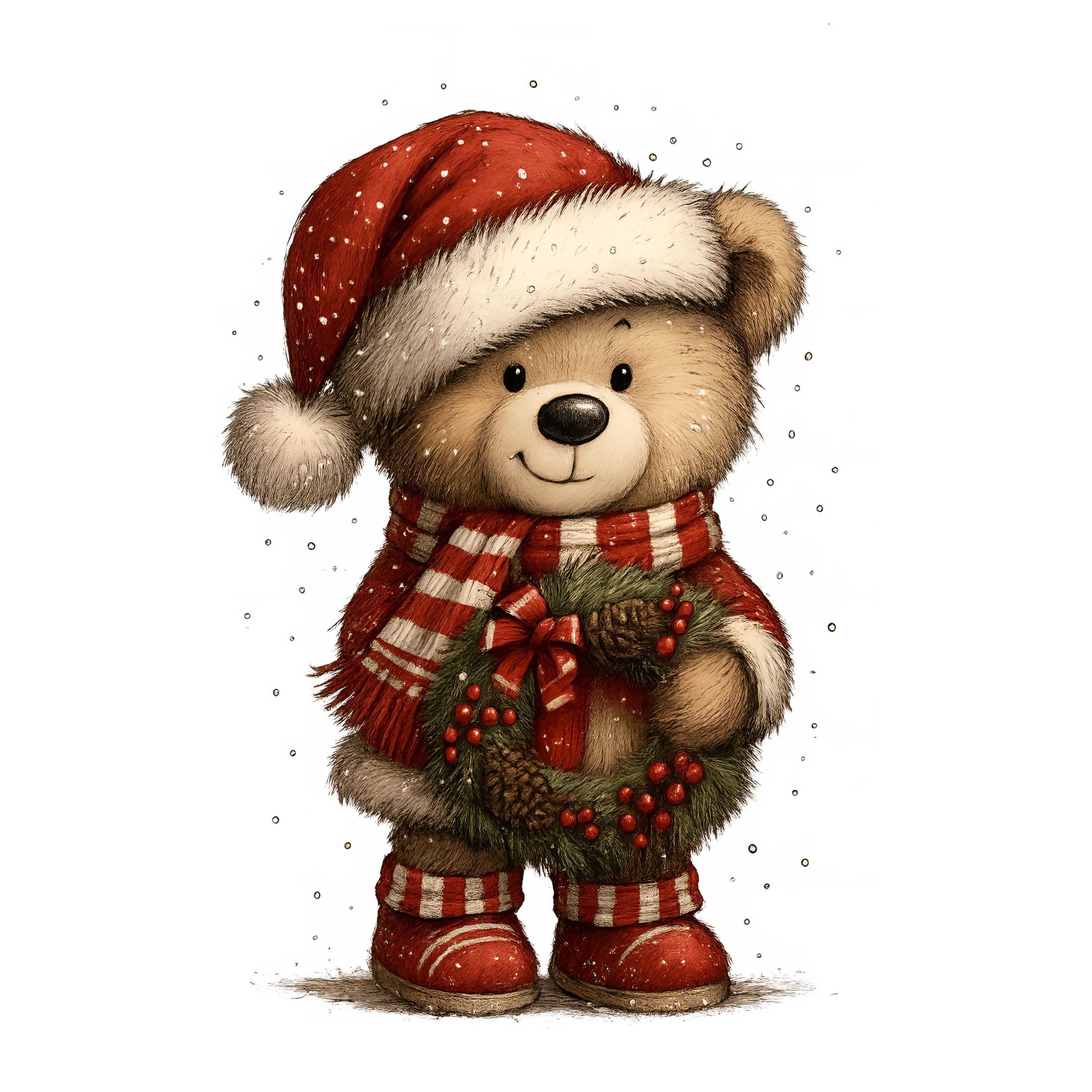 20 Christmas Teddy Bear Clipart, Festive Holiday Graphics PNG Bundle ...