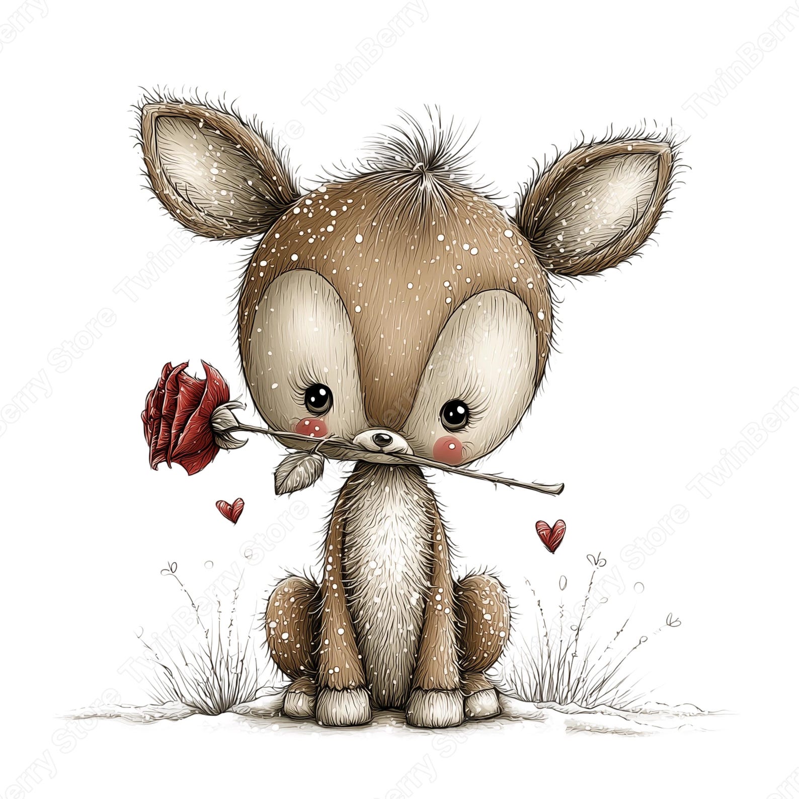 24 Valentine's Day Animals Clipart PNG, Whimsical Hearts Graphics ...