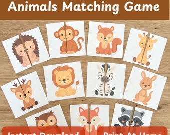 Animal Matching Game Printable for Kids – 36 Animals (farm, Forest, Zoo ...