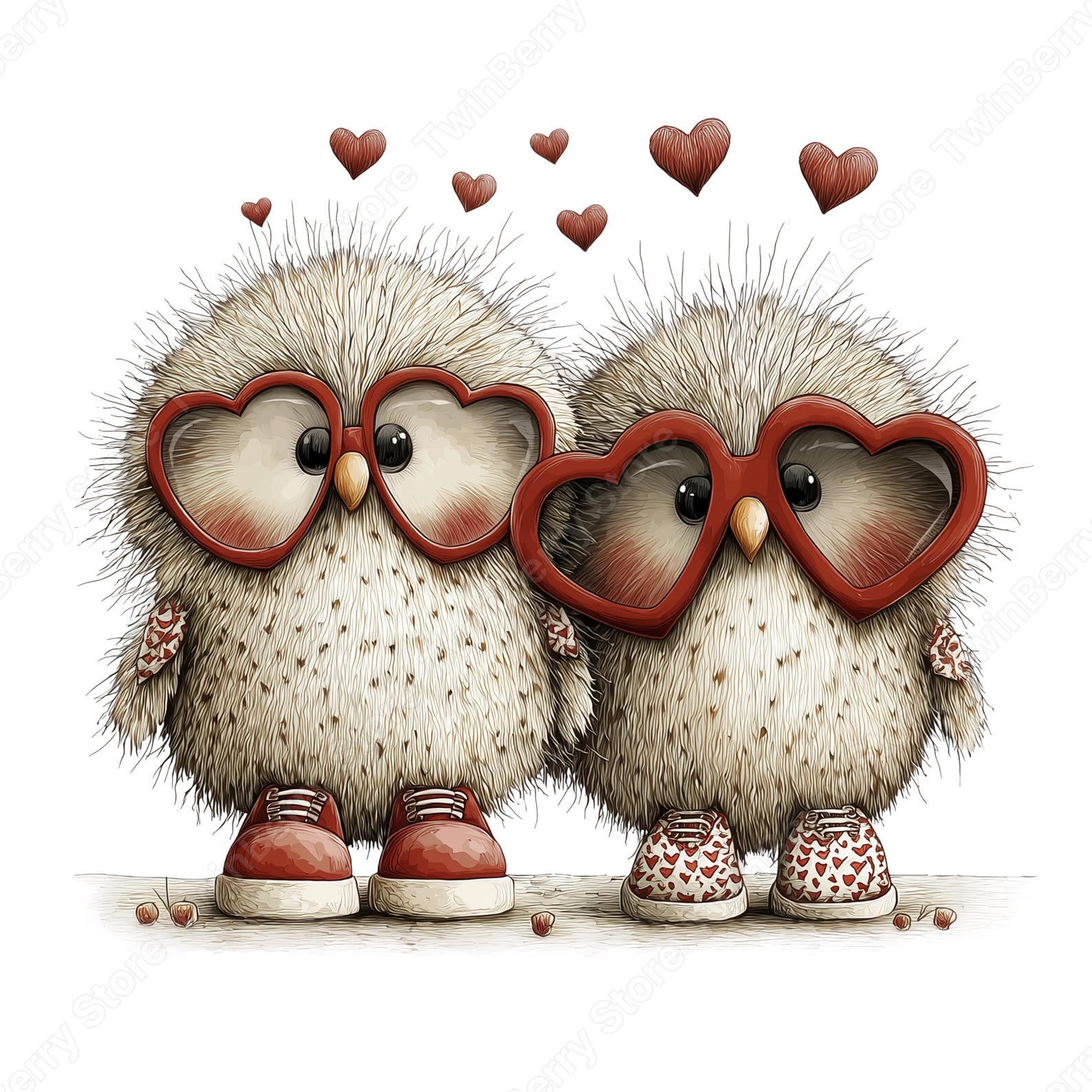 34 Whimsical Valentine Owls Clipart PNG, Romantic Owl Couples With ...
