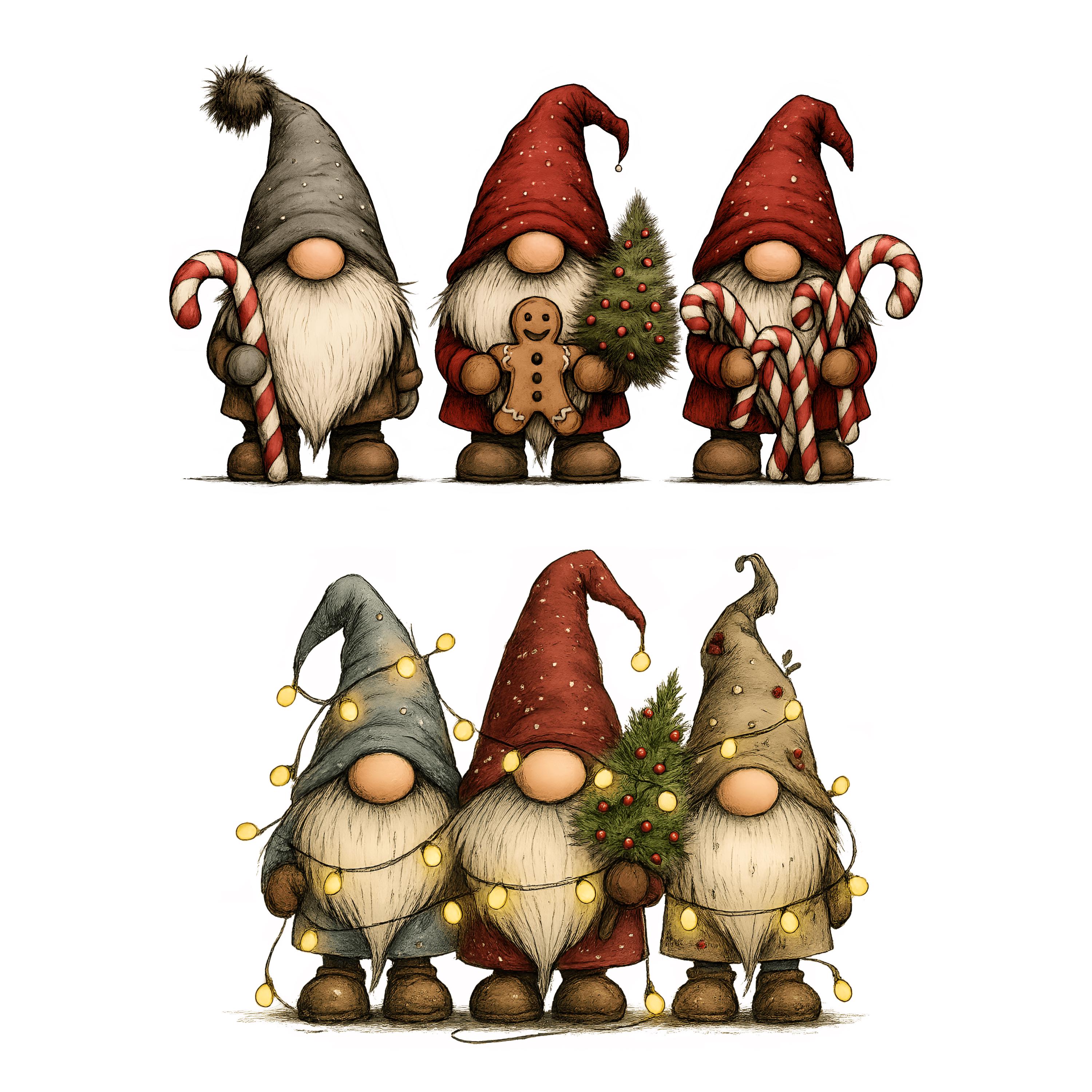Christmas Gnomes Clipart - Festive Holiday Watercolor Graphics (digital ...