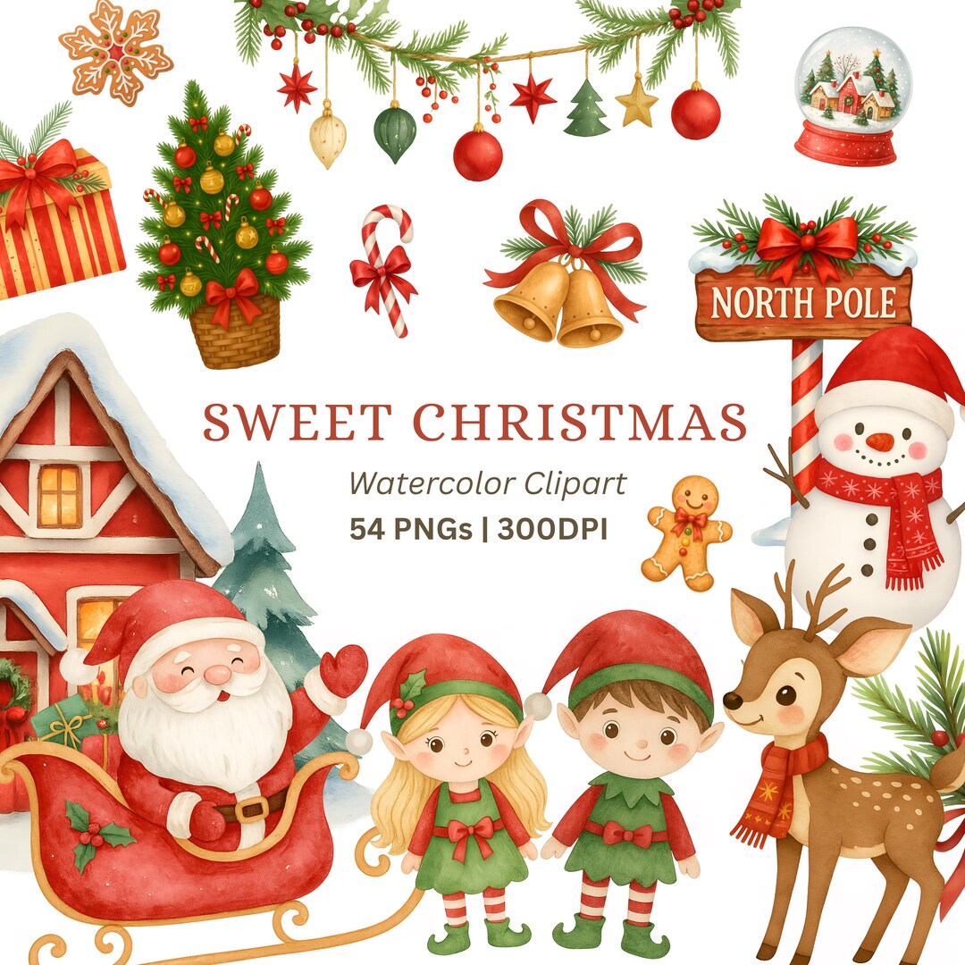 Christmas Watercolor Clipart Bundle - Digital Download - Ornaments ...