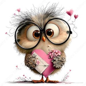 Valentine Animals Clipart JPG, 32 Whimsical Animals With Hearts Love ...