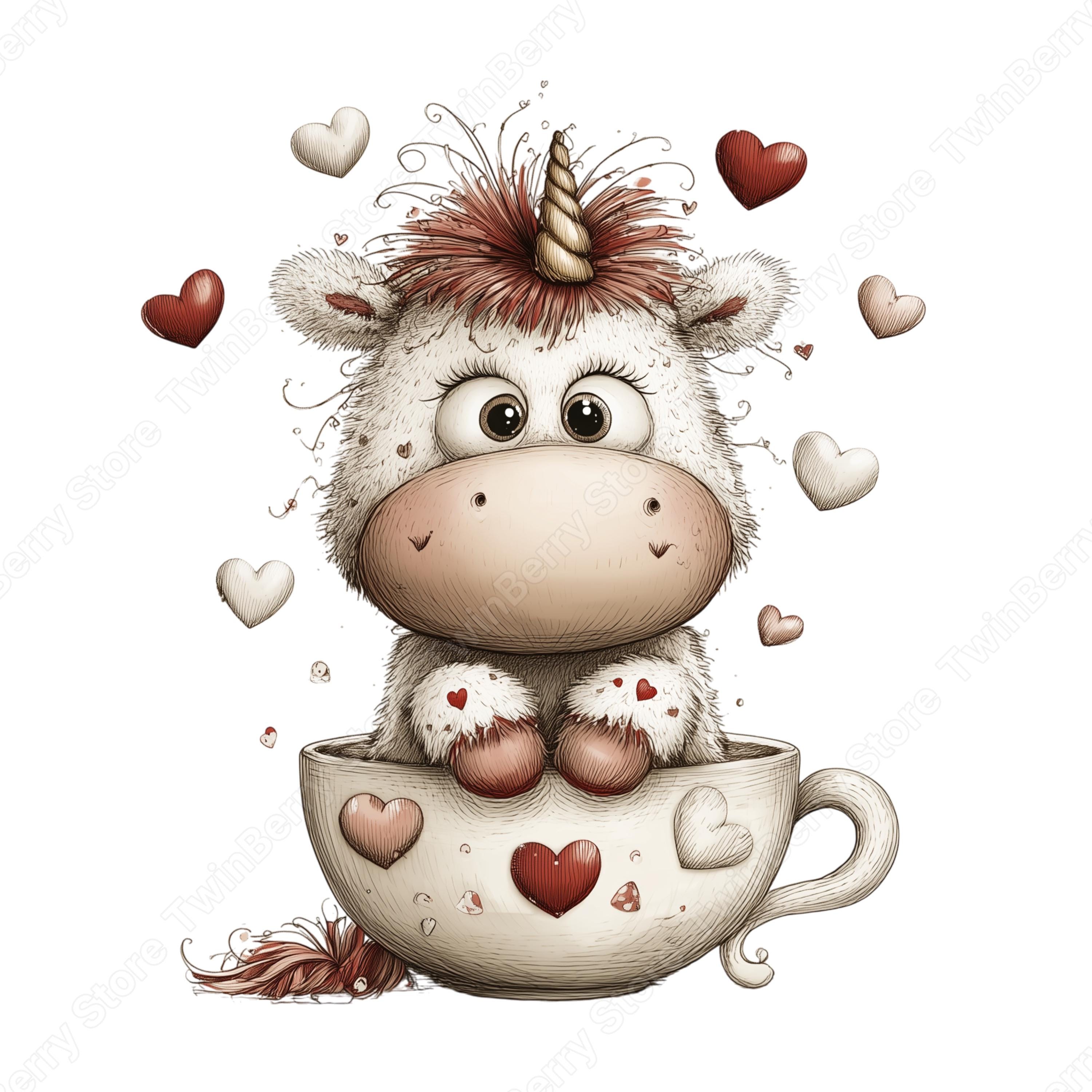 Valentine Unicorn Clipart, Hearts Graphics (PNG Digital Download - Etsy