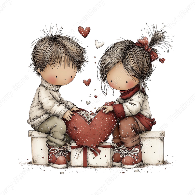 26 Romantic Valentine Couple Clipart, Adorable Boy & Girl in Love ...