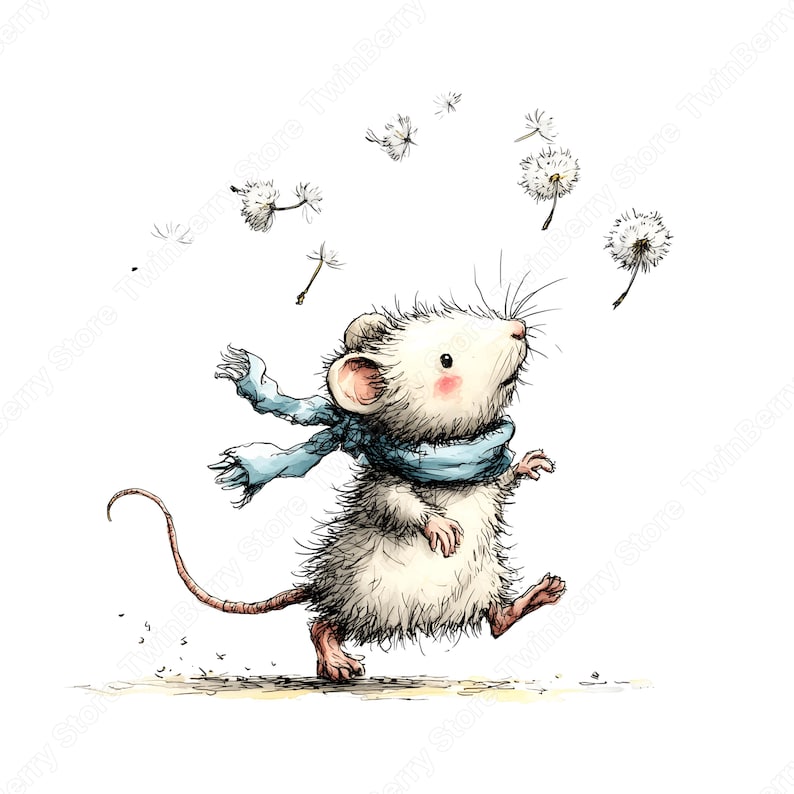 Dandelion Mouse PNG, 25 Tiny Mouse With Seeds Make a Wish Clipart for ...