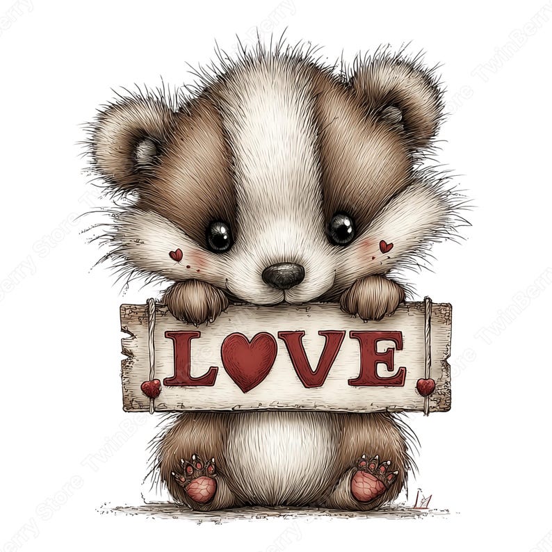 24 Valentine's Day Animals Clipart PNG, Whimsical Hearts Graphics ...