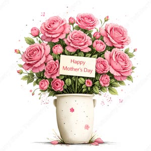 Mothers Day Flowers Clipart JPG, 24 Spring Bouquets in Vases Pots ...