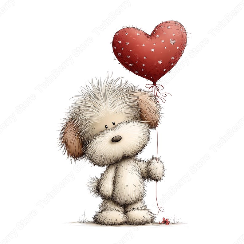 28 Valentine's Day Dogs Clipart, Cute Whimsical Puppies With Hearts ...