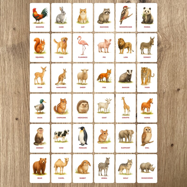 36 Printable Animal Flashcards for Toddlers - Farm, Zoo & Forest ...
