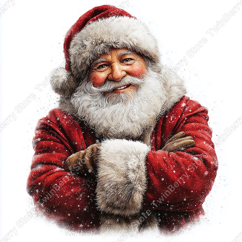 Watercolor Santa Claus Clipart Bundle, Christmas Graphics (digital ...