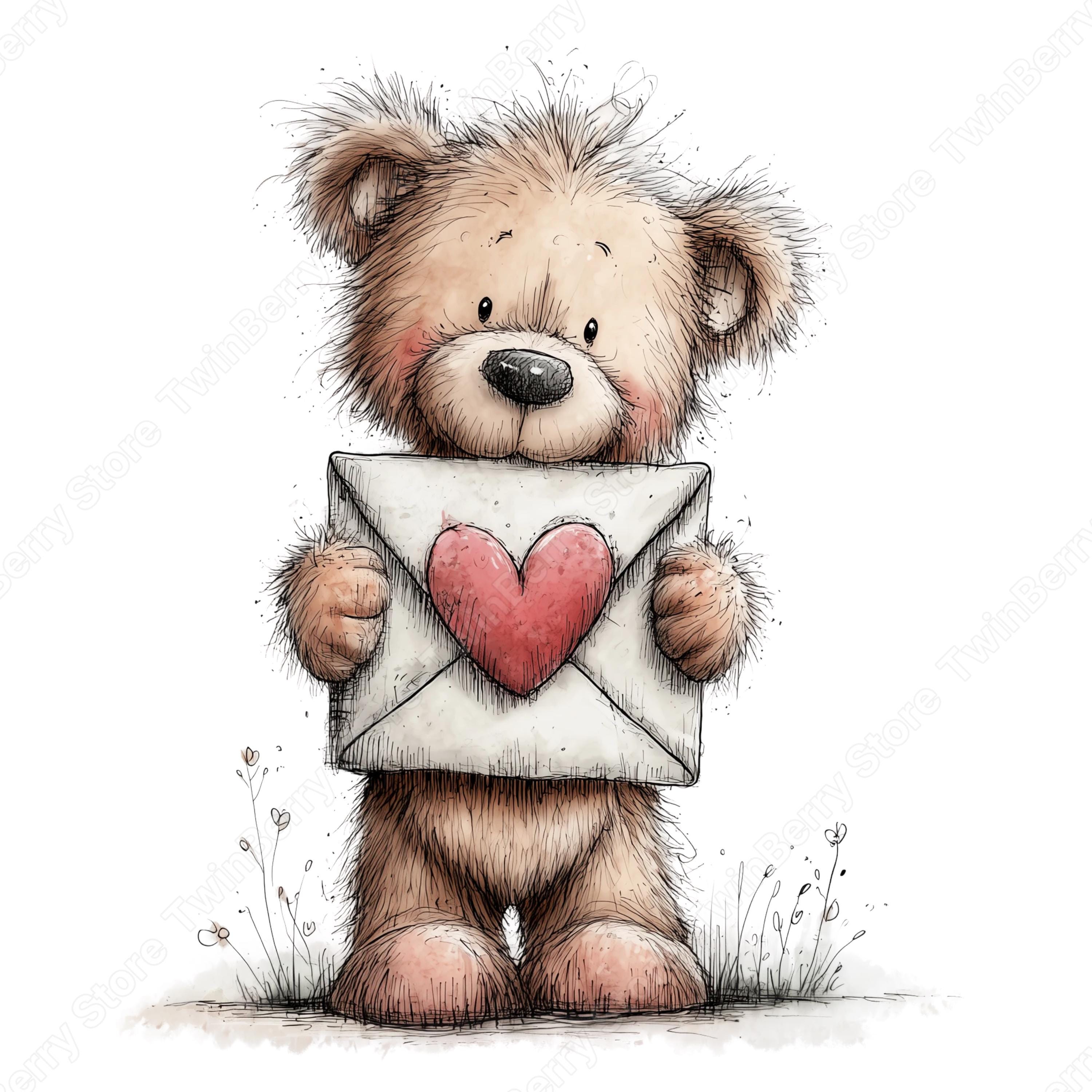30 Valentine Teddy Bear Clipart PNG, Adorable Love Bears With Hearts ...