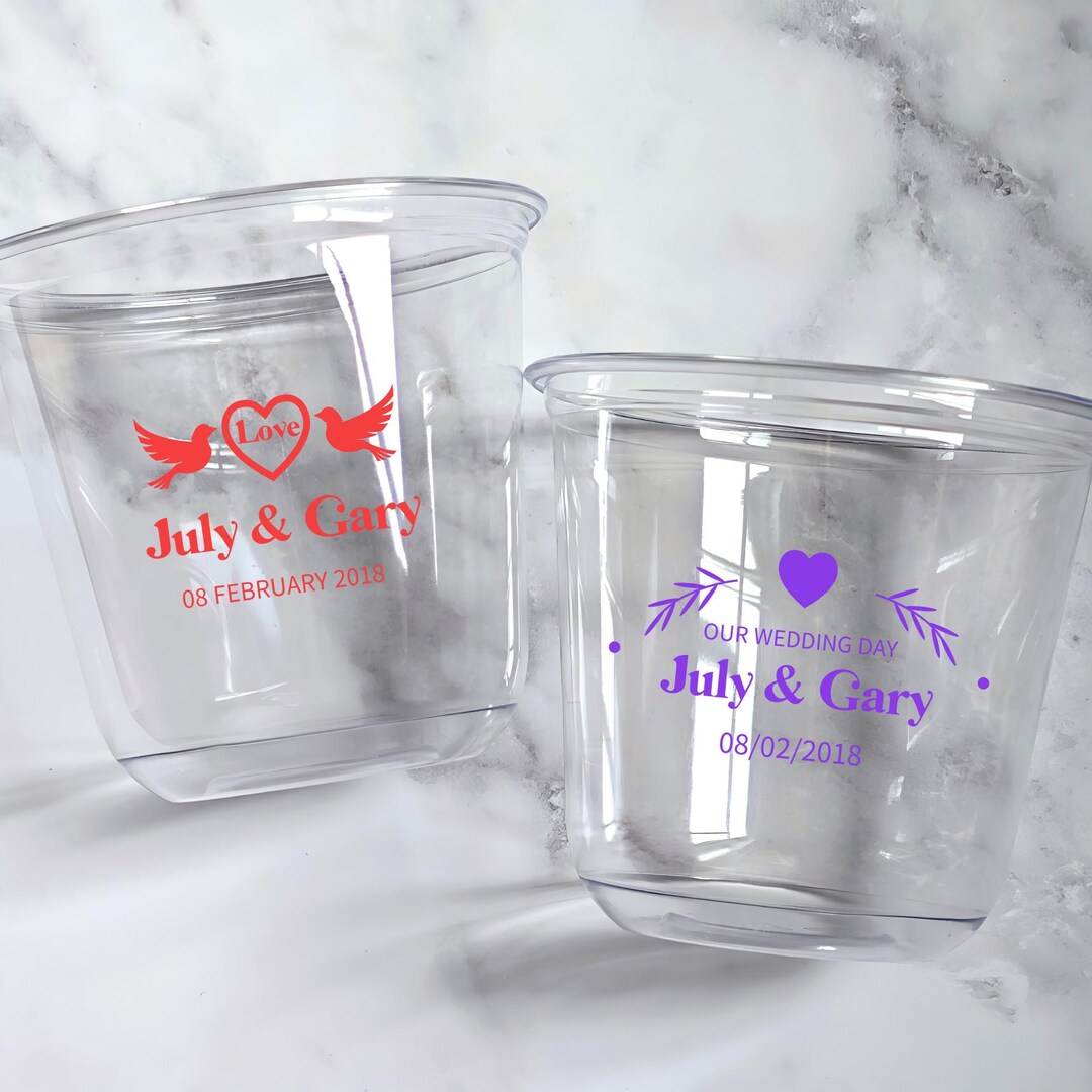 Personalized Wedding Cups – Custom Plastic Cups With Bride & Groom ...