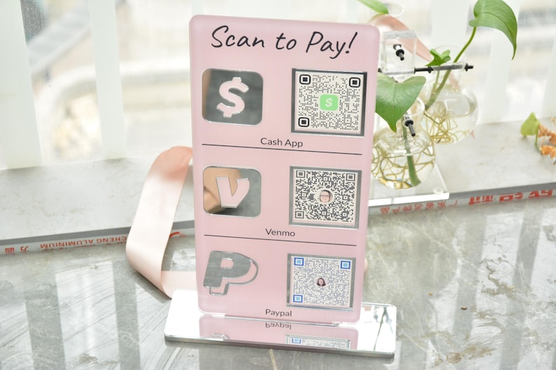 Acrylic Payment Sign - QR Code for Venmo, Cashapp, Paypal | Scan to Pay ...