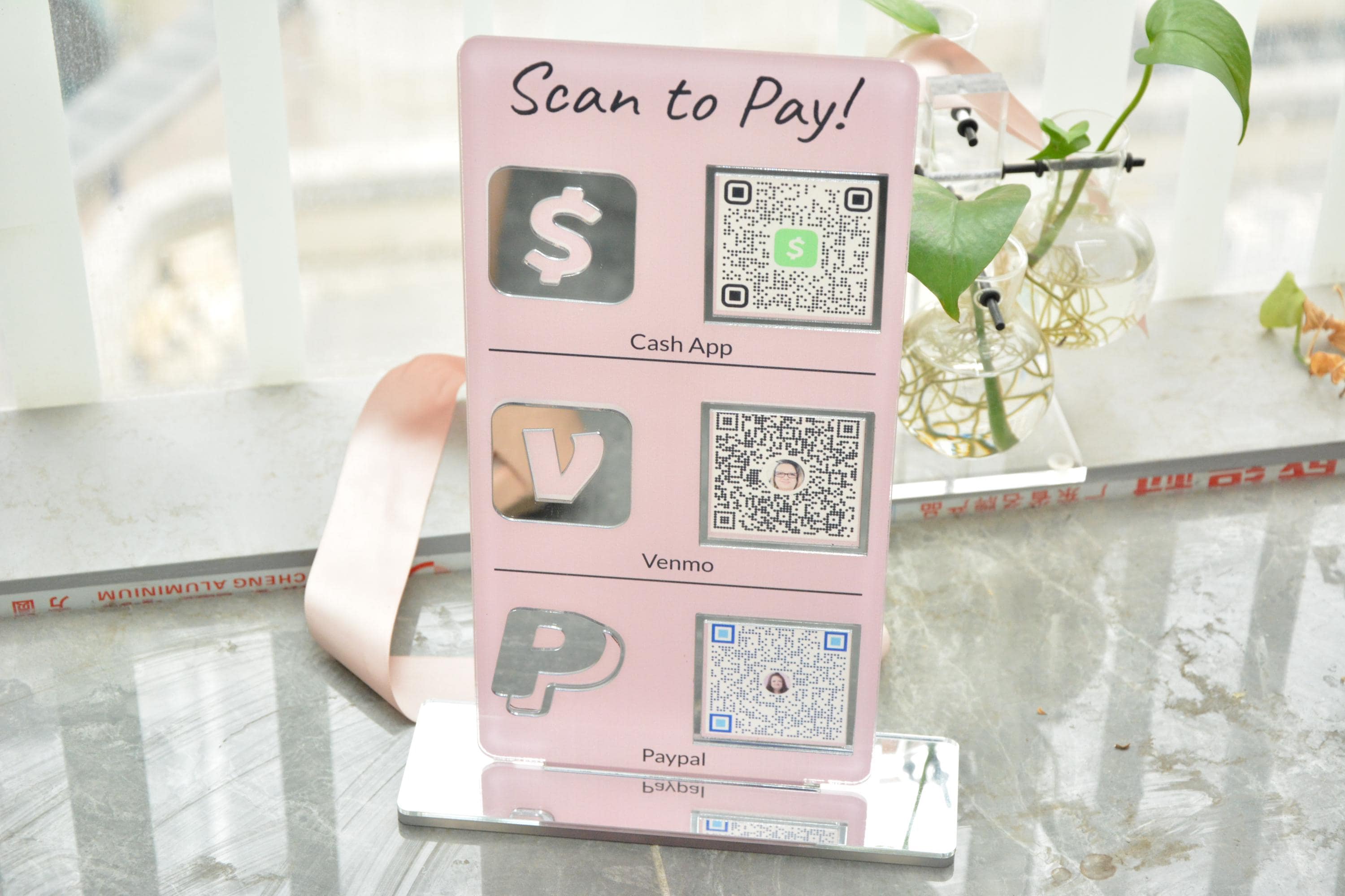 Acrylic Payment Sign - QR Code for Venmo, Cashapp, Paypal | Scan to Pay ...