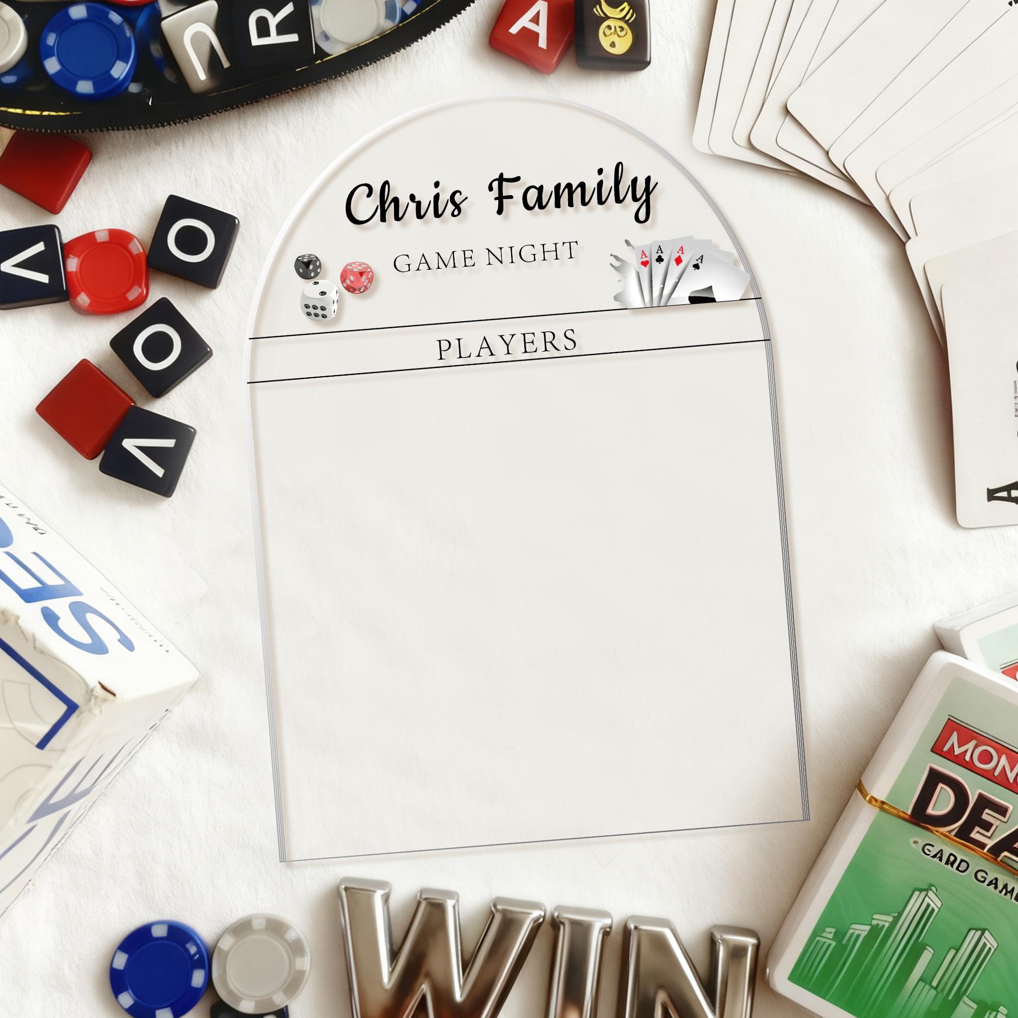 Personalized Family Game Night Score Tracker – Custom Dry Erase Board ...