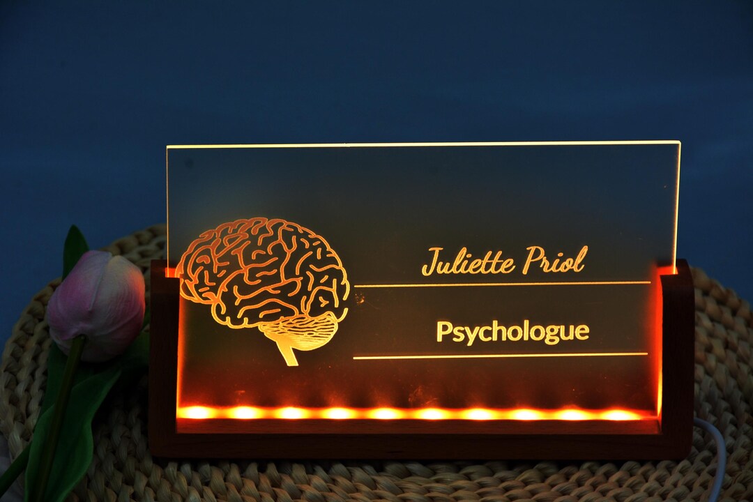 Personalized LED Desk Sign: Engraved Brain Design, Psychologist Office ...
