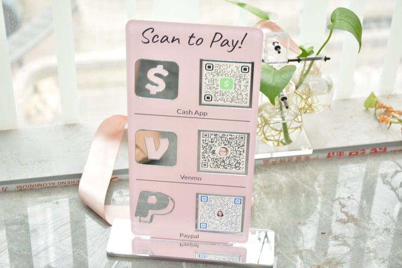 Acrylic Payment Sign - QR Code for Venmo, Cashapp, Paypal | Scan to Pay ...