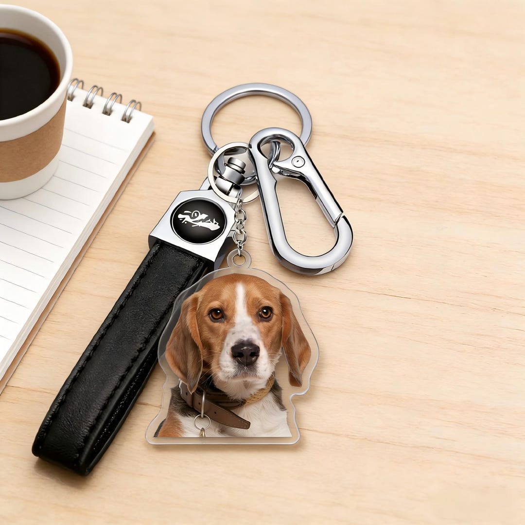 Custom 2D Pet Photo Acrylic Keychain | Personalized Pet Portrait ...
