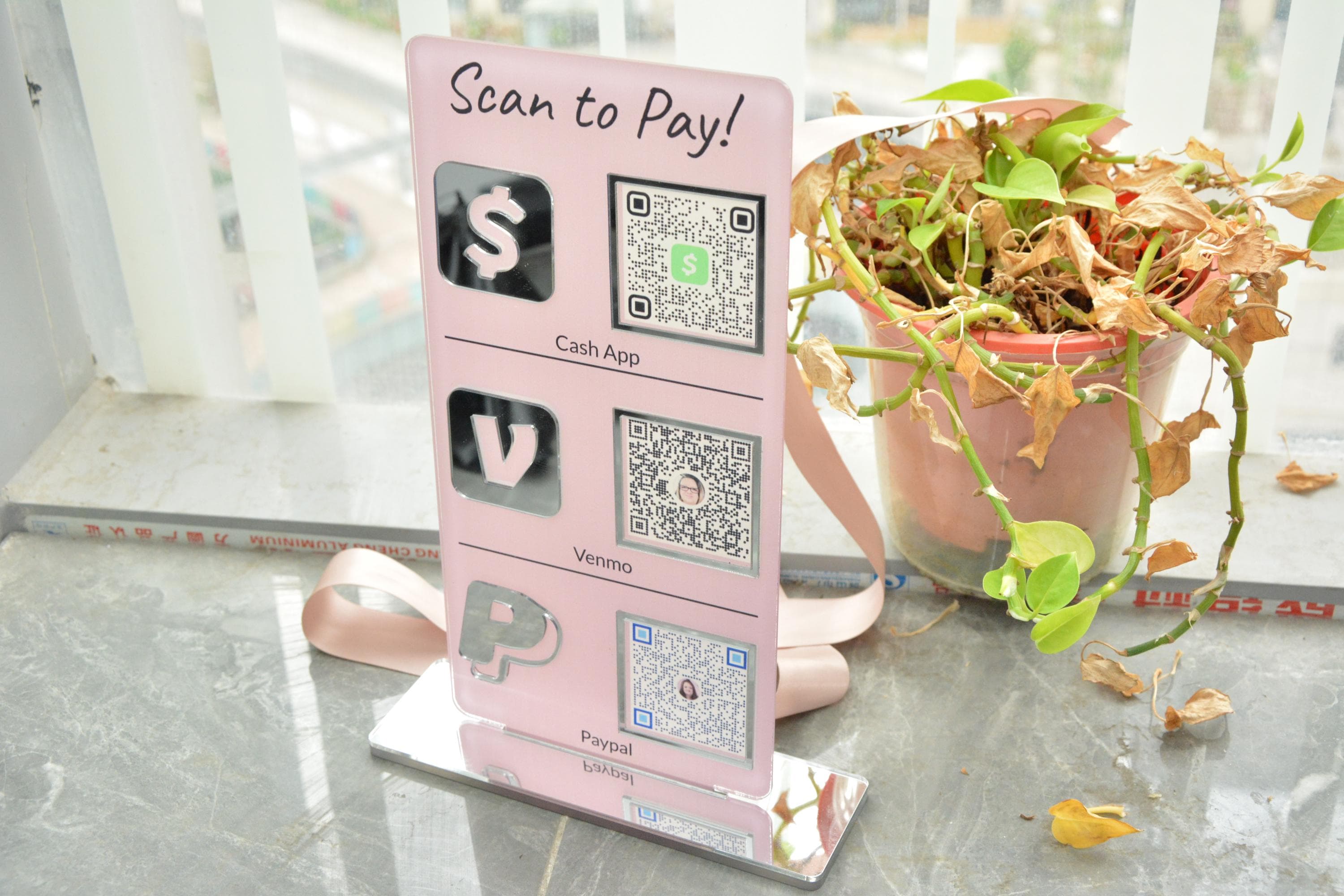 Acrylic Payment Sign - QR Code for Venmo, Cashapp, Paypal | Scan to Pay ...