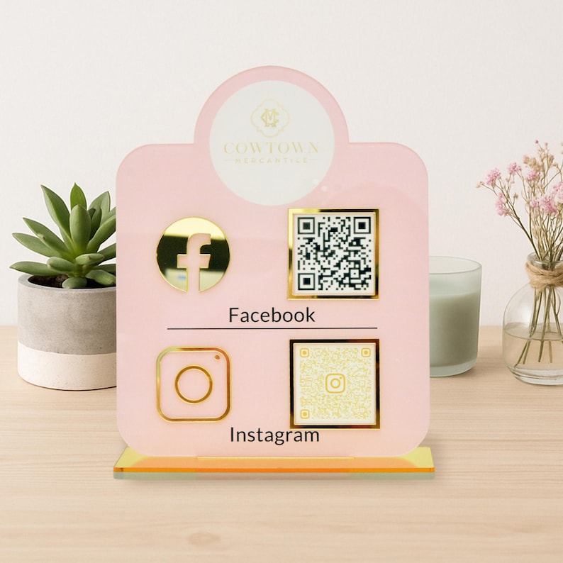 Custom Acrylic QR Code Sign | Social Media Display for Business - Etsy