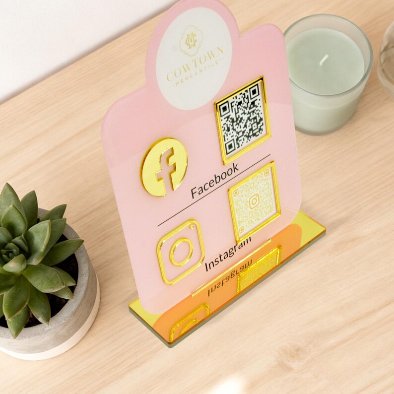 Custom Acrylic QR Code Sign | Social Media Display for Business - Etsy