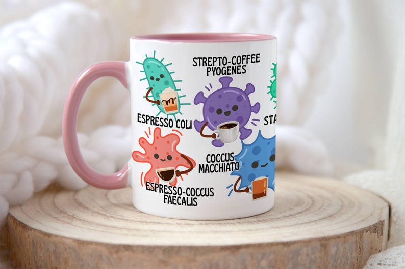Coffee Bacteria Mug, MLS Mug, Funny Microbe Mug, Microbiologist, Mug ...