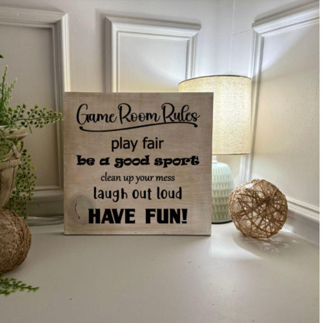 Rustic Style “game Room Rules” Sign: Hand Painted Wooden Wall Decor - Etsy