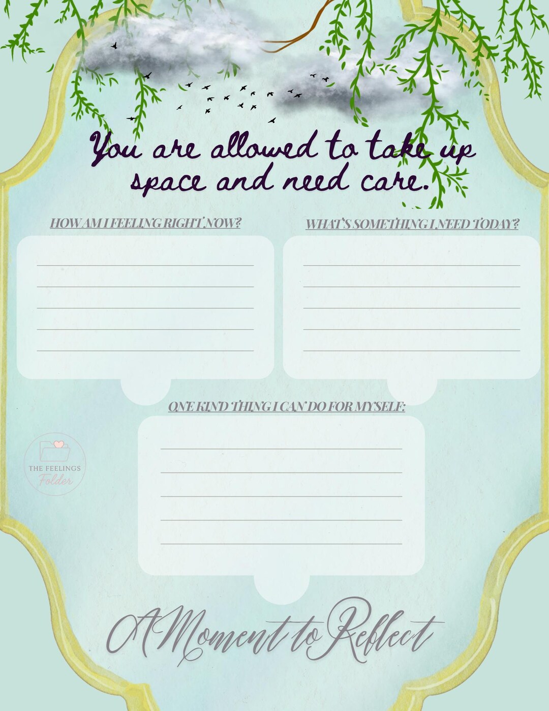 Mental Health Reflection Sheet | Mini Journal Entry - Etsy
