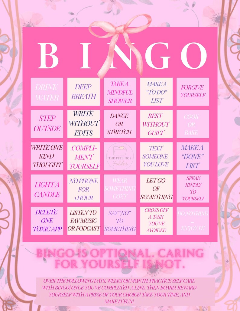 Self-care Bingo | Digital Mental Health Game | Playful Printable ...
