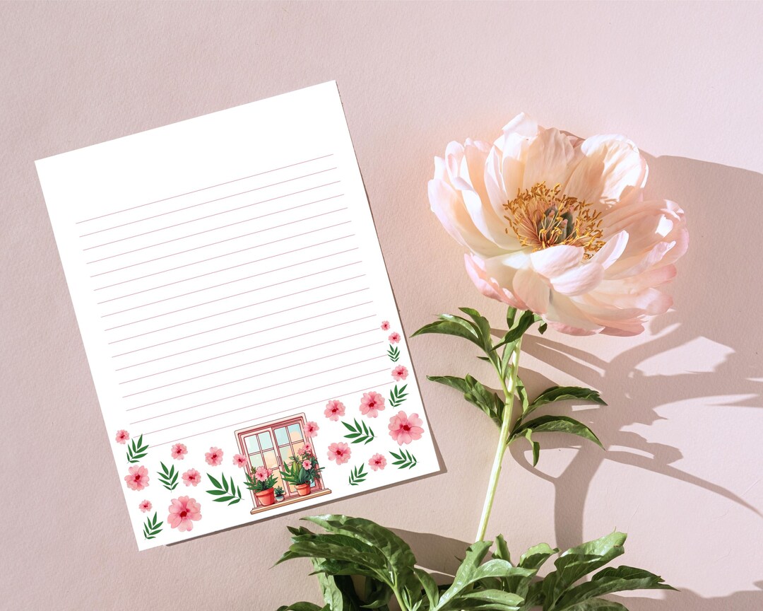 Pink Flower Stationery Set: Printable Writing Paper (PDF Download) - Etsy