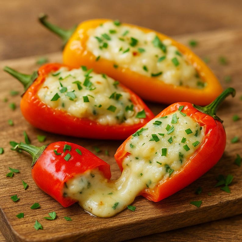 Three-cheese Herb-stuffed Mini Peppers Recipe Card PDF – Cheesy Party ...