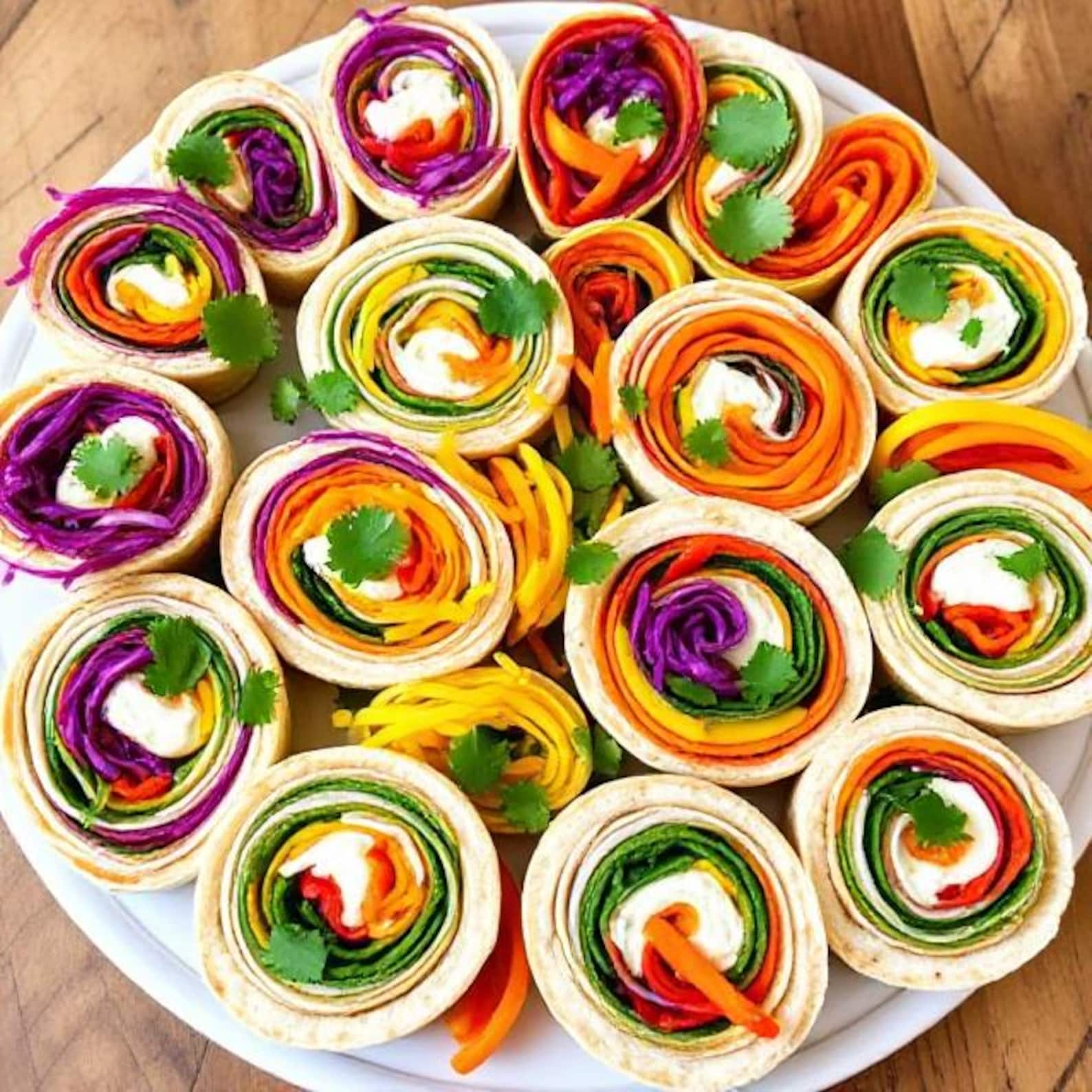Rainbow Veggie Tortilla Pinwheels Vegetarian Recipe | Healthy, Colorful ...