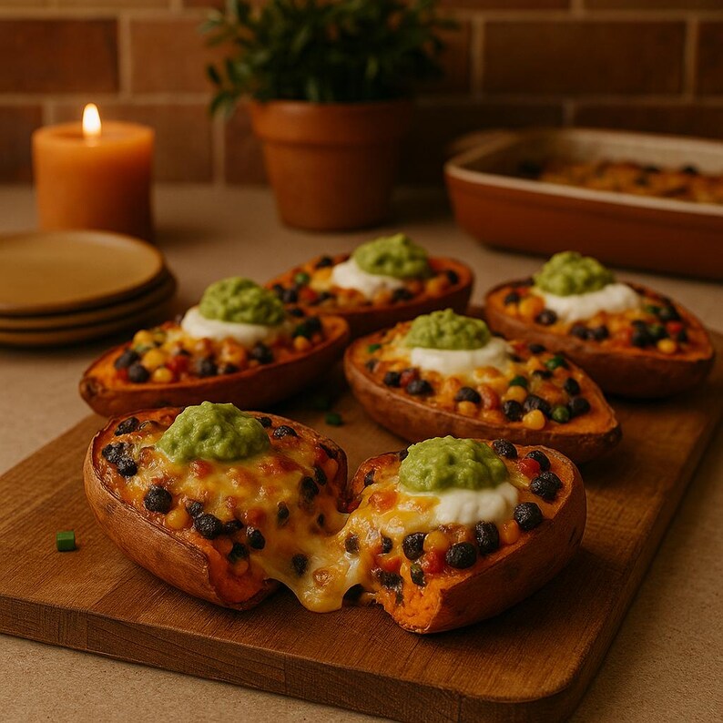 Gooey Stuffed Sweet Potato Skins Recipe PDF | Easy Party Appetizer ...