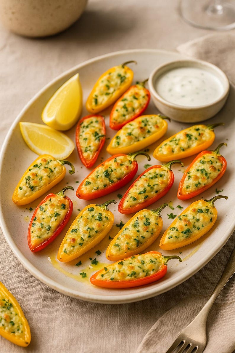 Three-cheese Herb-stuffed Mini Peppers Recipe Card PDF – Cheesy Party ...