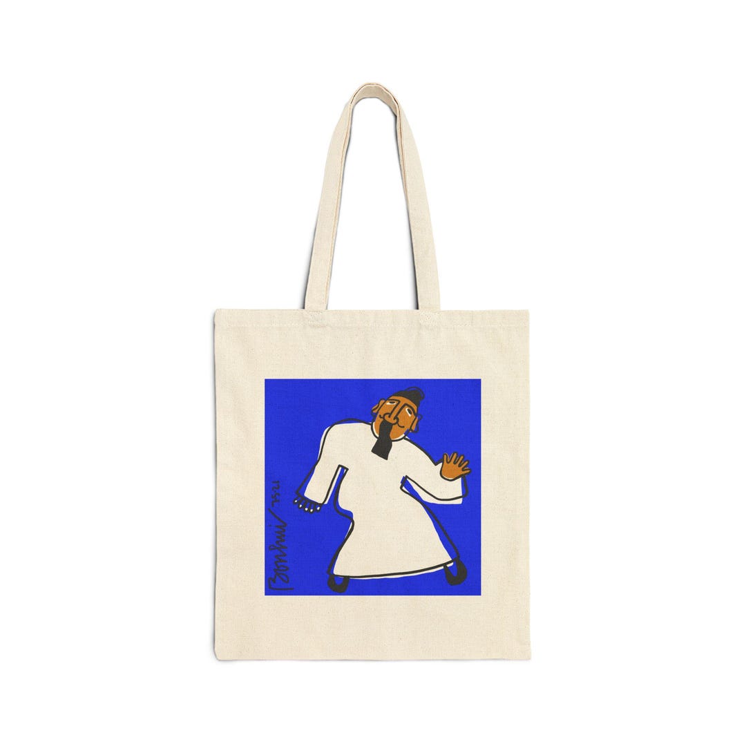 Great Uncle Tap Dancing in Blue Background Cotton Canvas Bag, Fun and ...